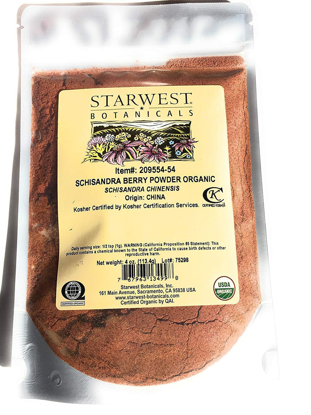 Organic schisandra berry powder for smoothies