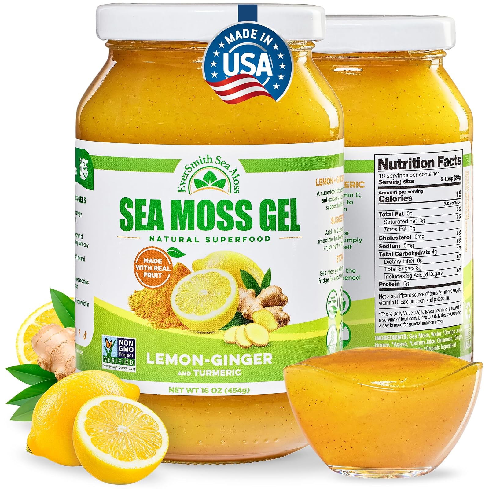 organic sea moss gel with lemon ginger