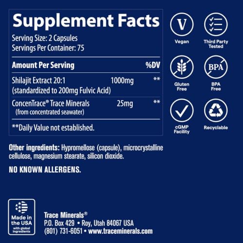 Organic shilajit capsules with minerals