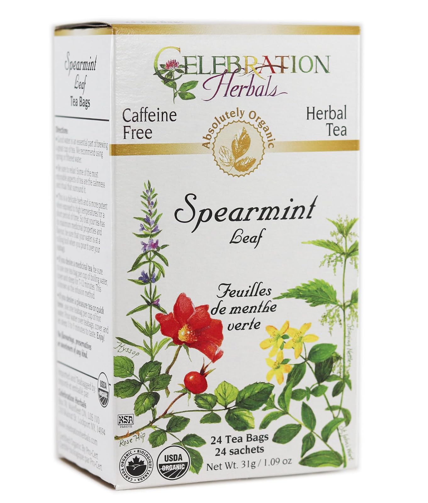 organic spearmint leaf herbal tea