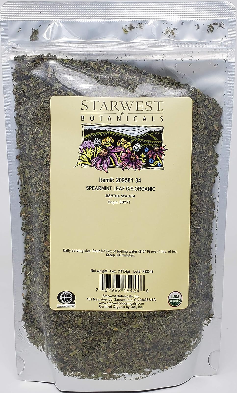 organic spearmint leaf herbal tea
