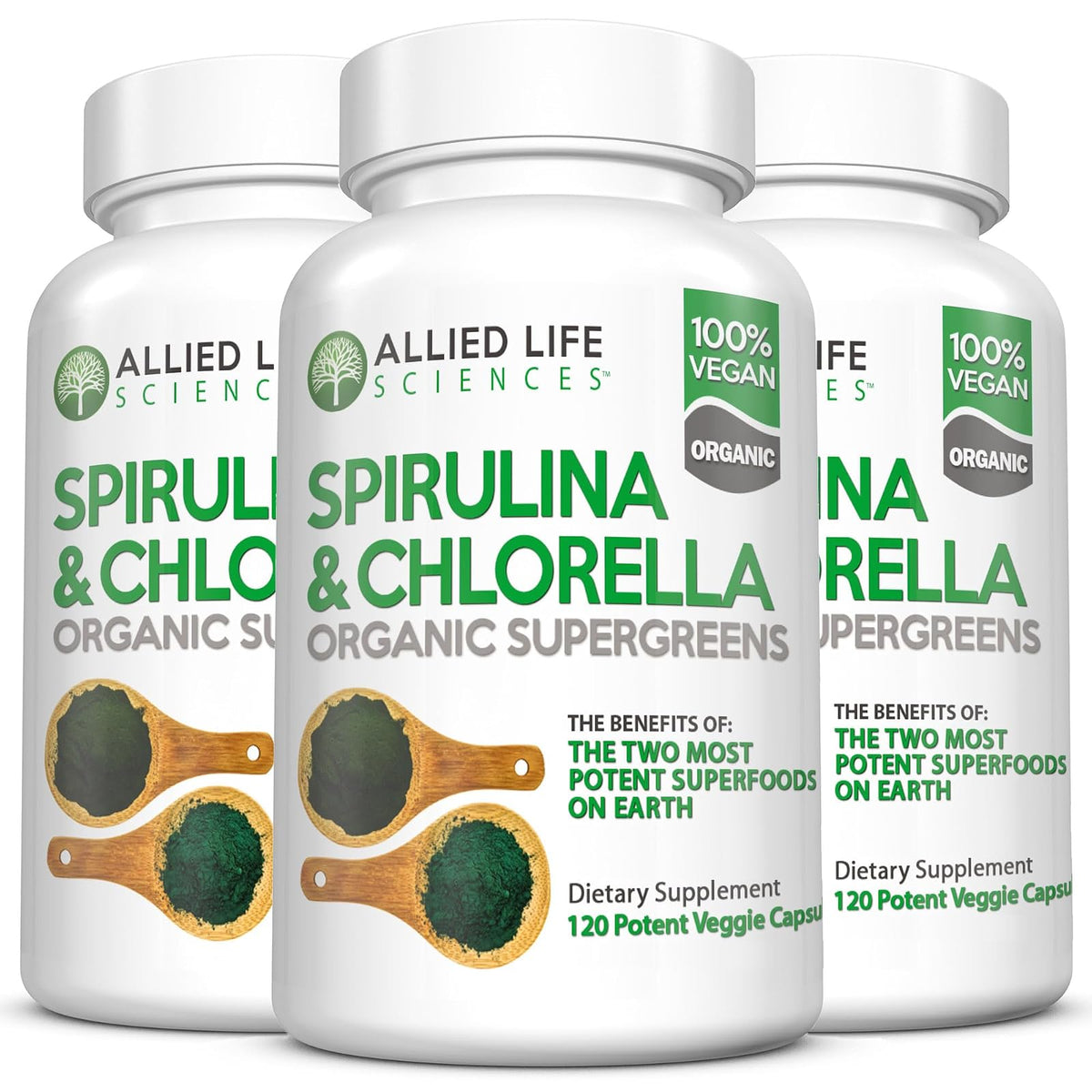 organic spirulina & chlorella capsules
