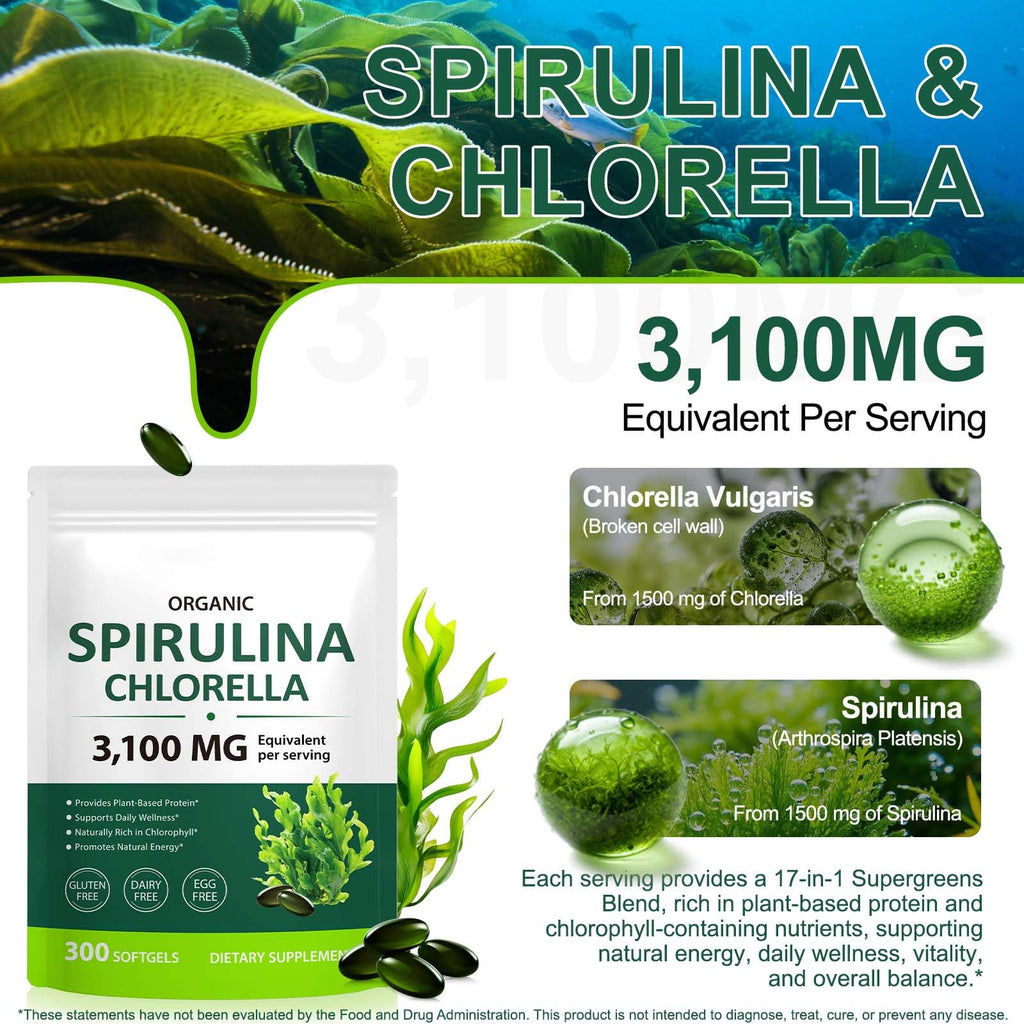 organic spirulina chlorella health boost