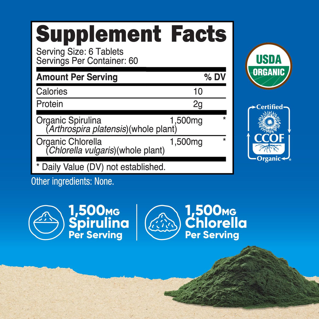 organic spirulina & chlorella supplement