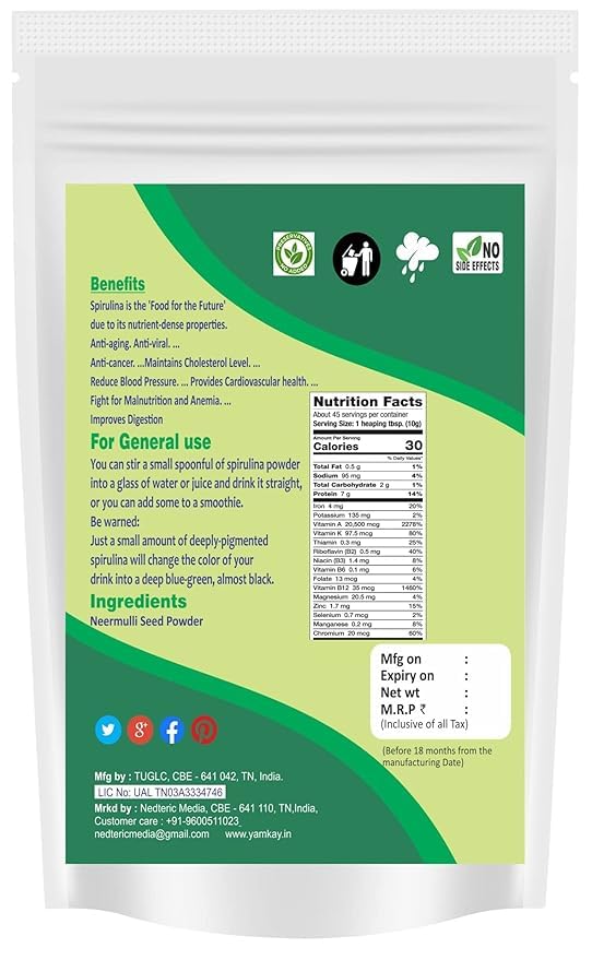 Organic spirulina for daily nutrition