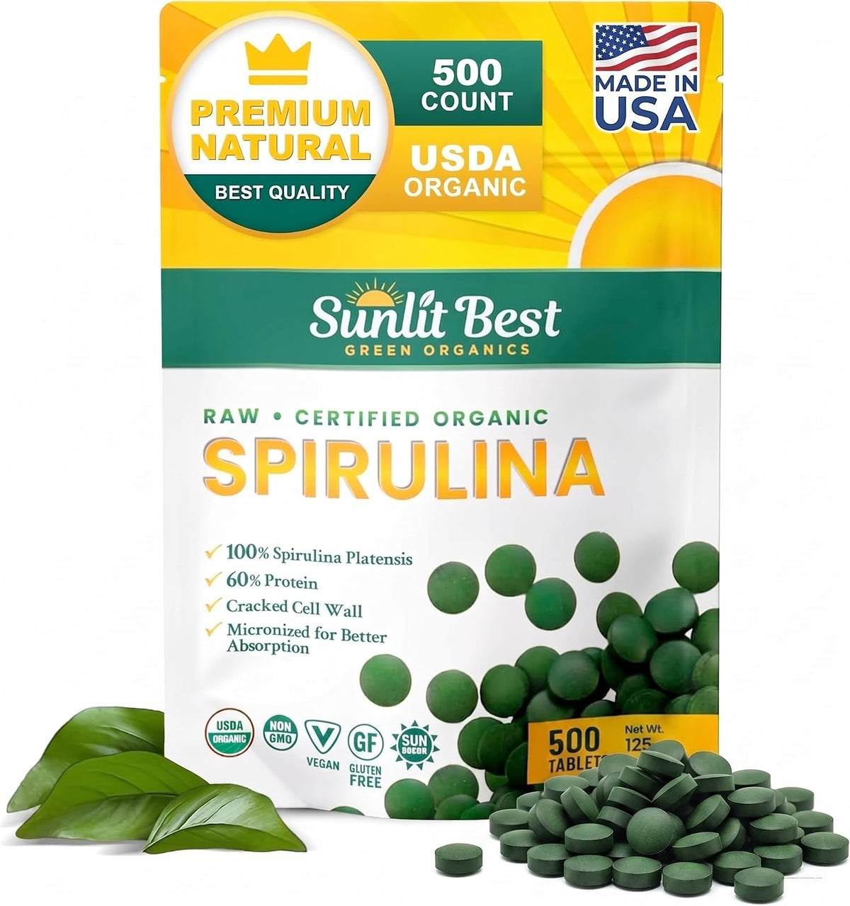 organic spirulina tablets for energy