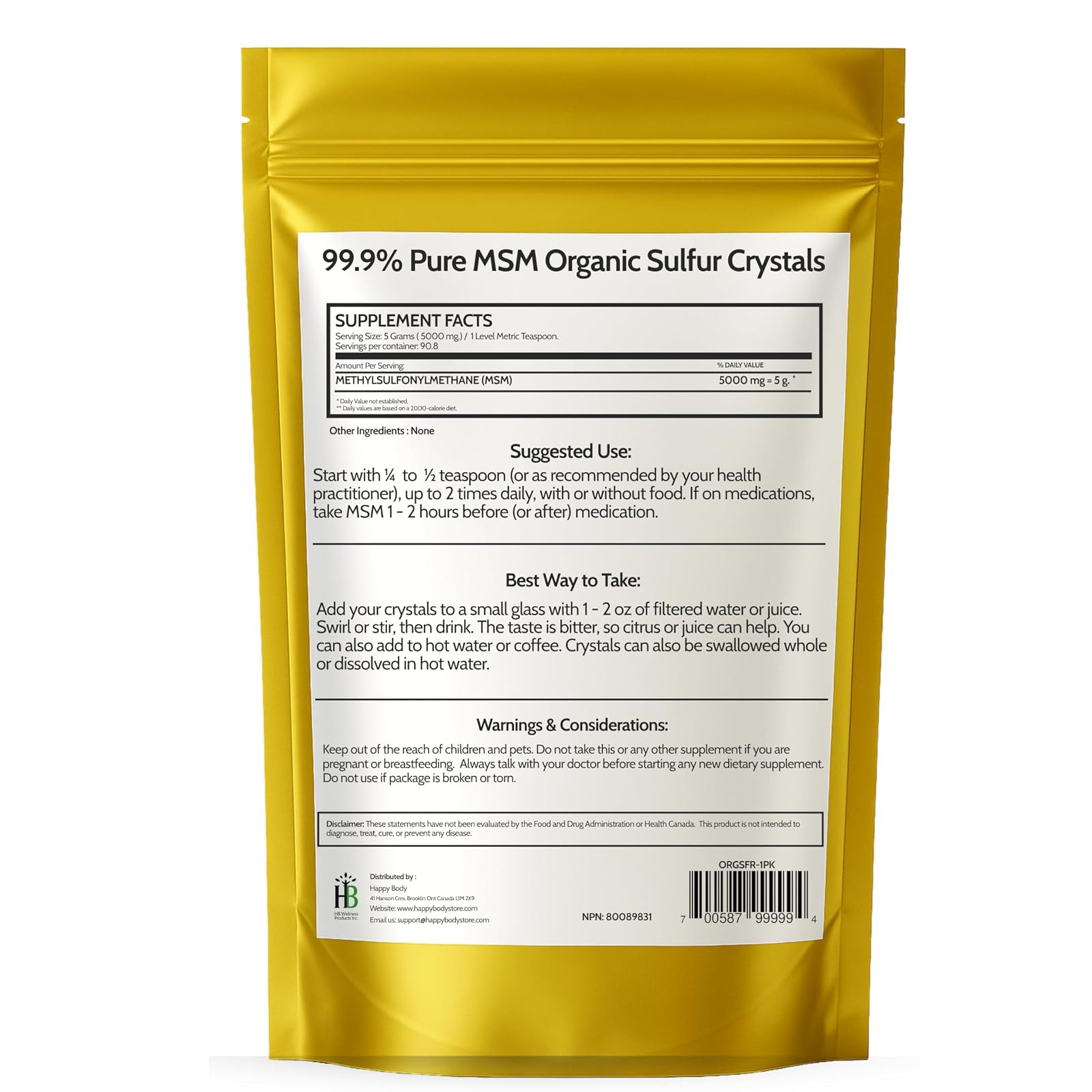 organic sulfur crystals for better sleep