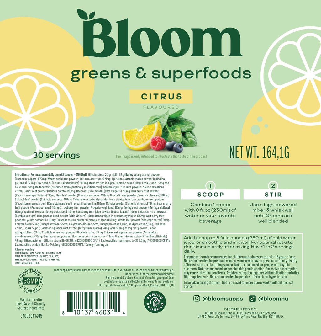Organic superfood greens for daily health