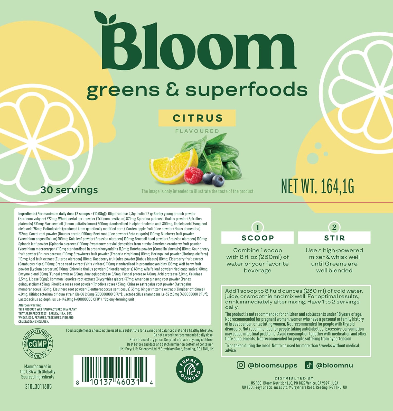 Organic superfood greens for daily health