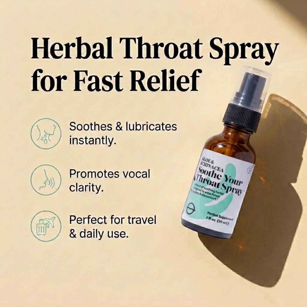 Organic throat spray with herbal ingredients