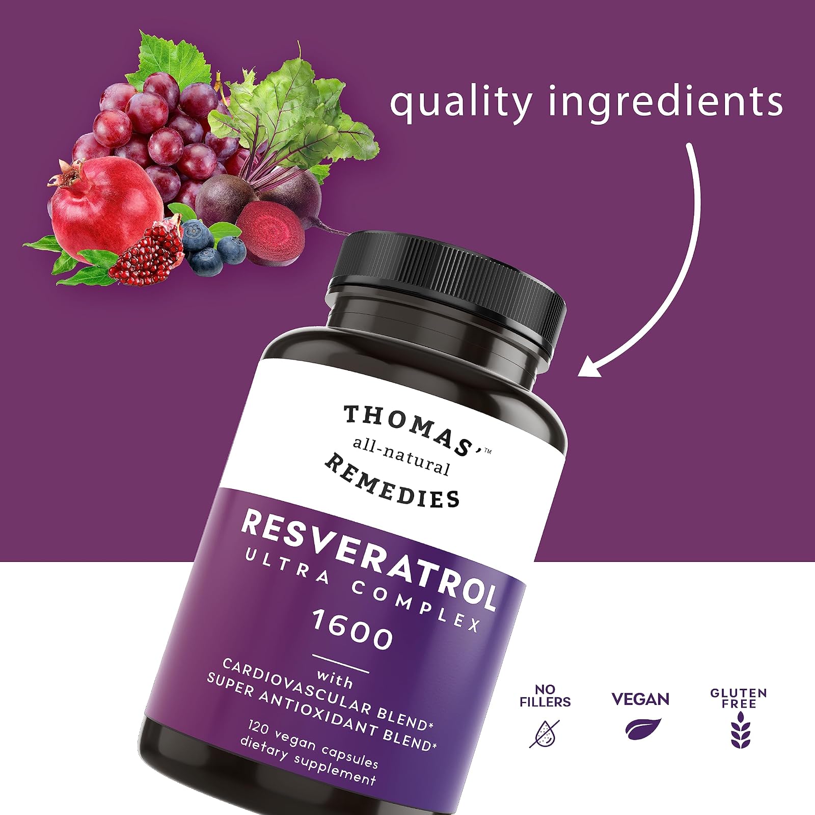 Organic trans-resveratrol 1600 mg supplement