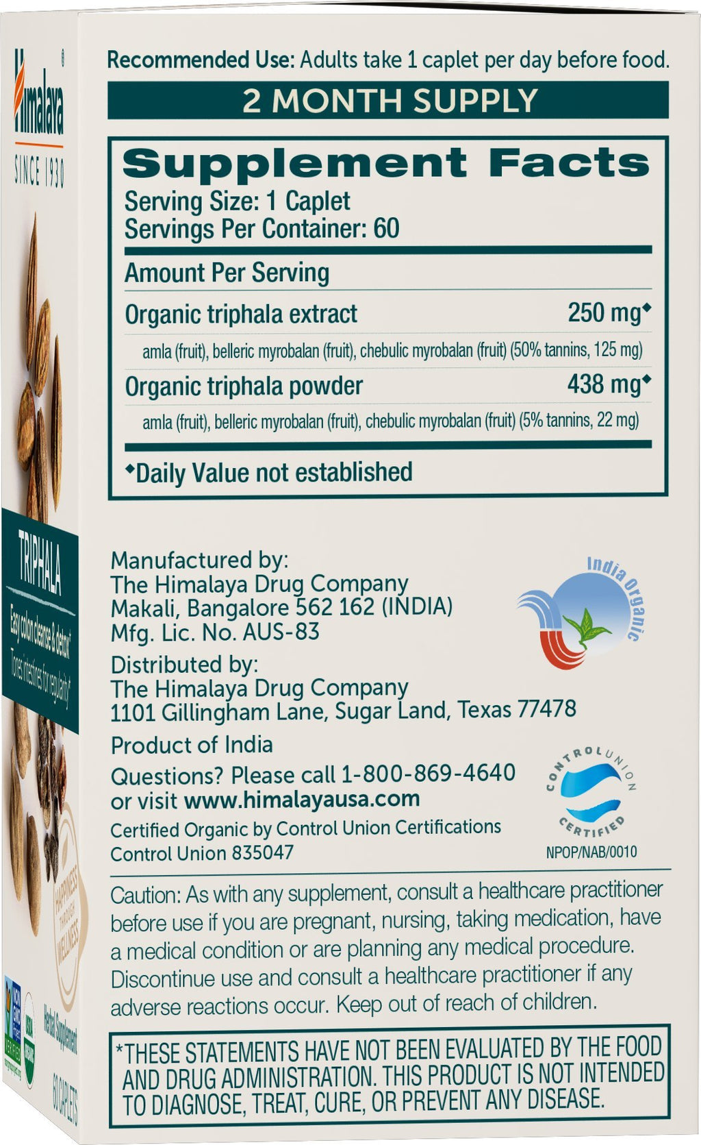 organic triphala for colon cleanse