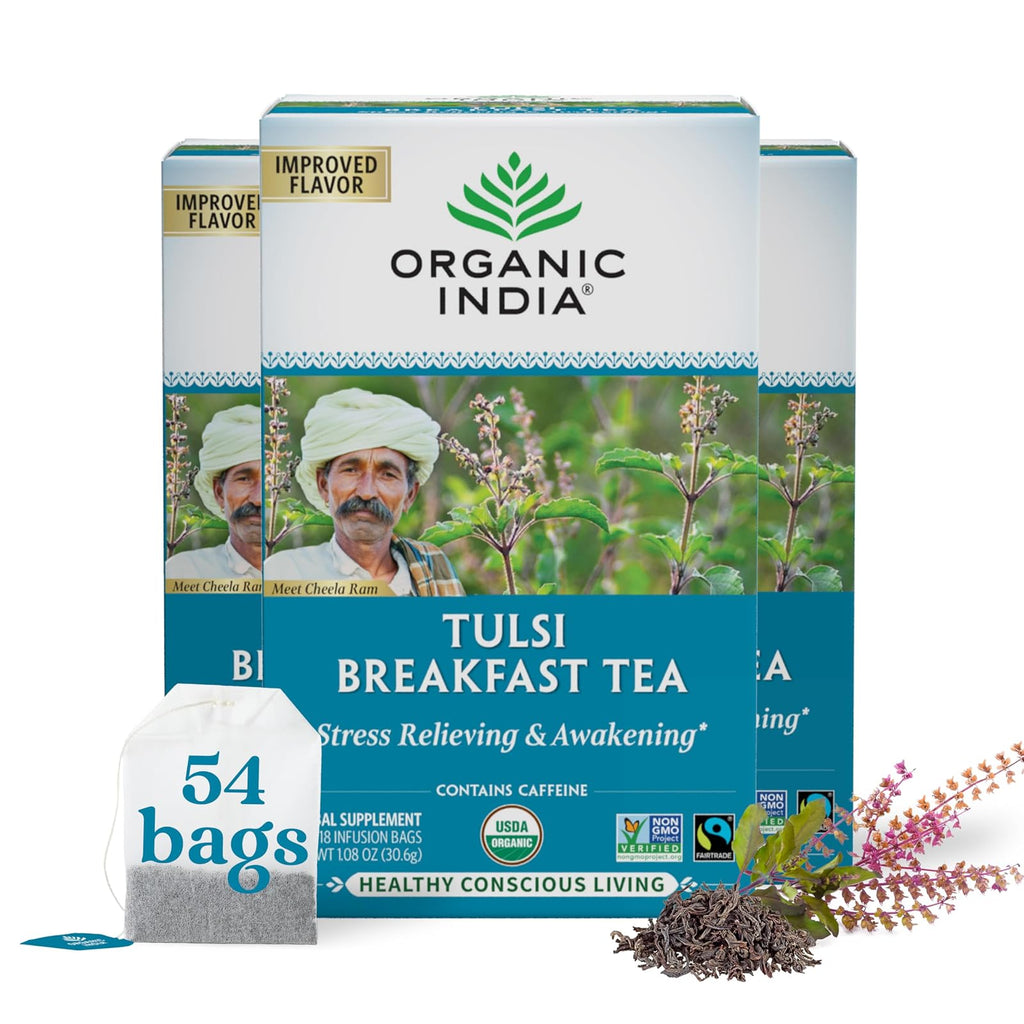 organic tulsi breakfast herbal tea bags