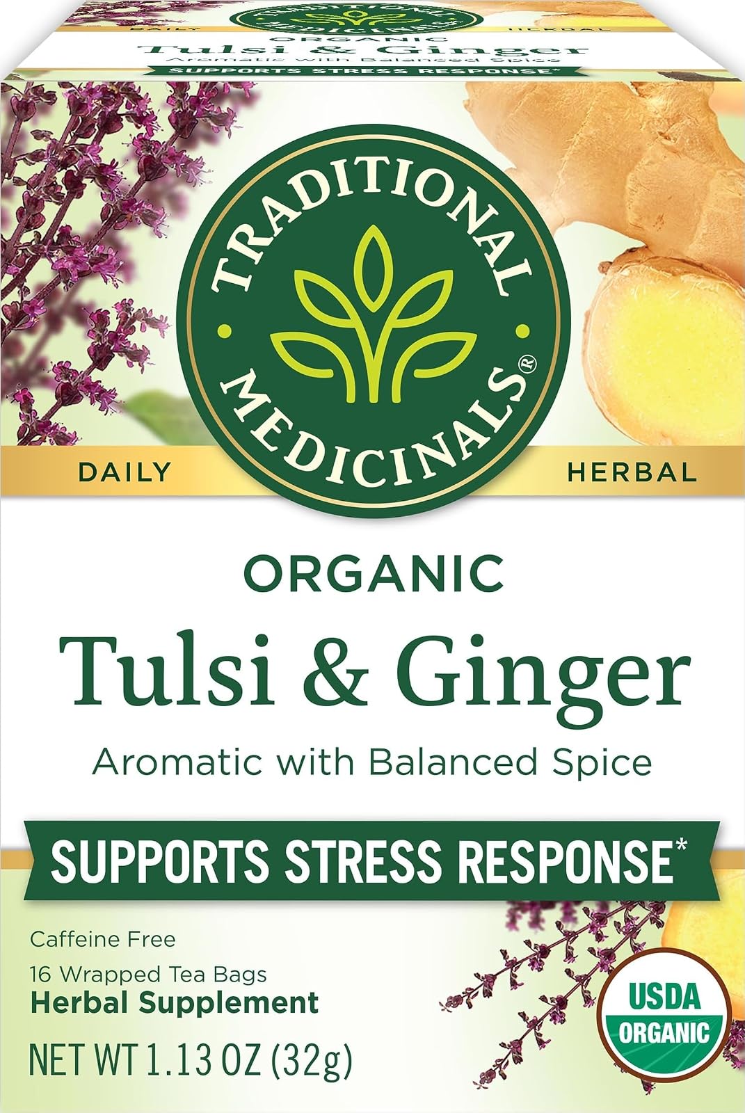 organic tulsi ginger herbal tea bags