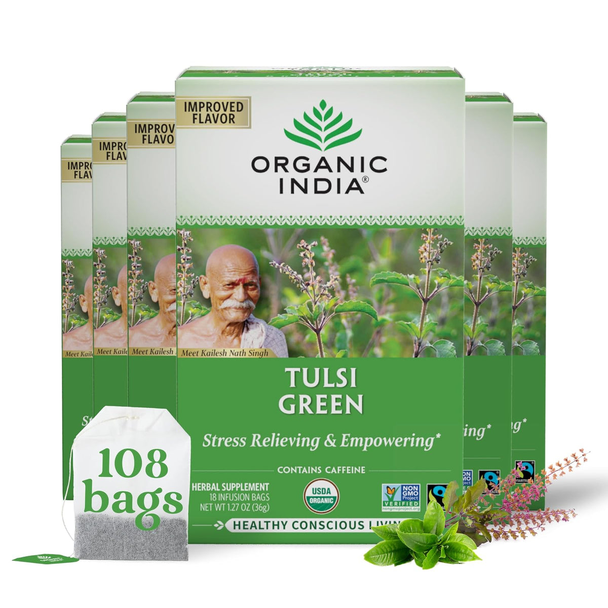 organic tulsi green tea bags