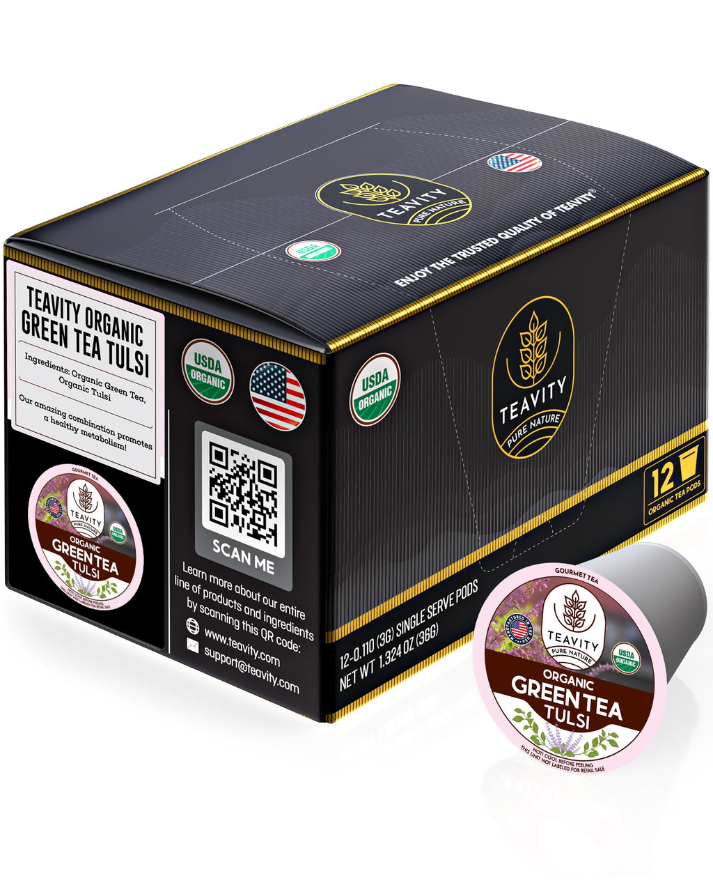 organic tulsi green tea pods