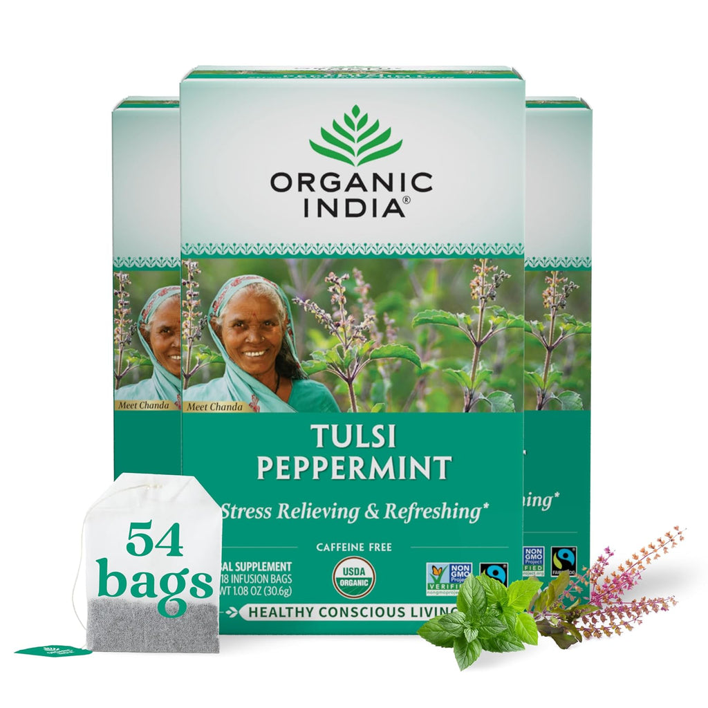 organic tulsi peppermint herbal tea