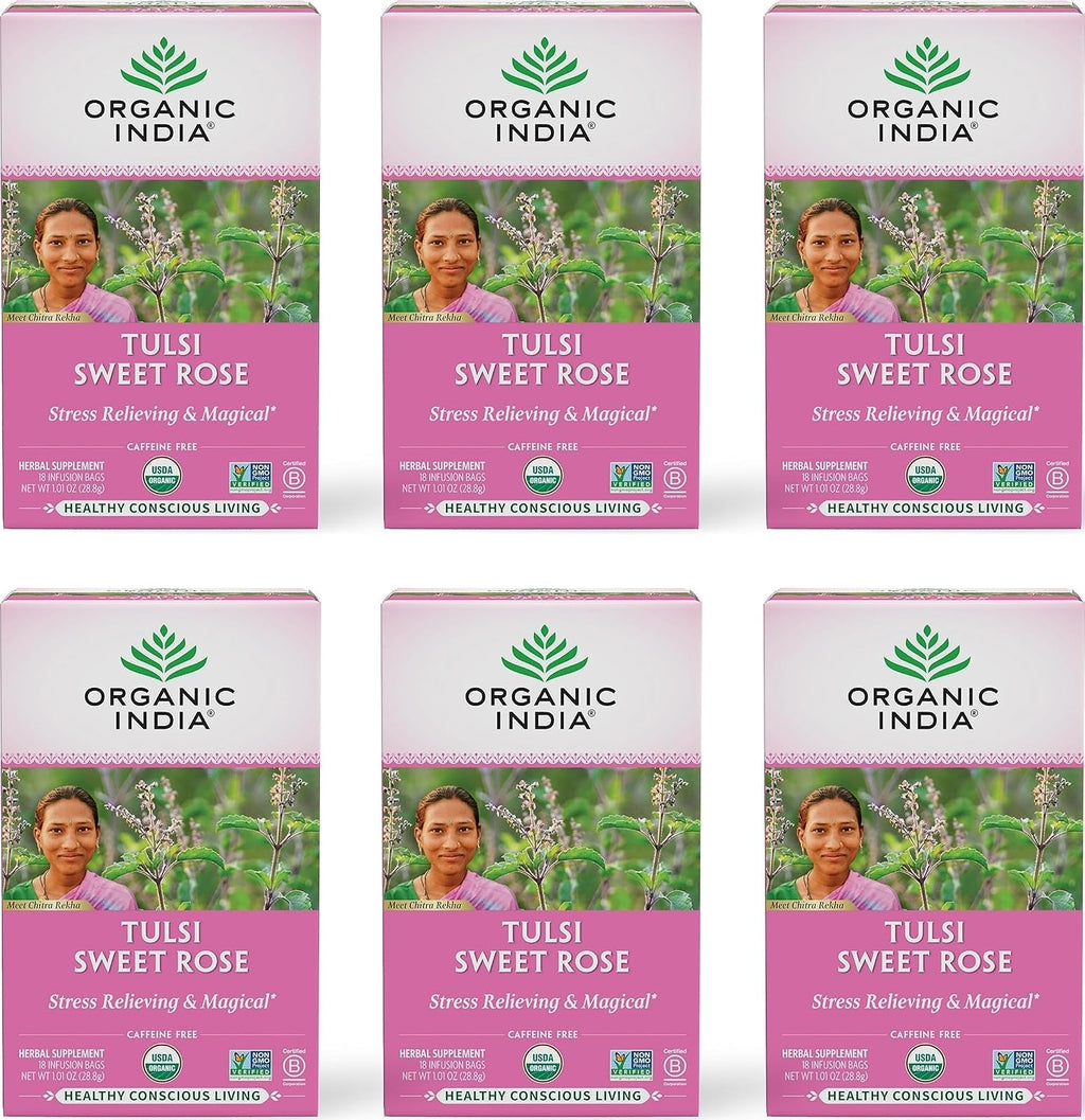 organic tulsi sweet rose tea bags