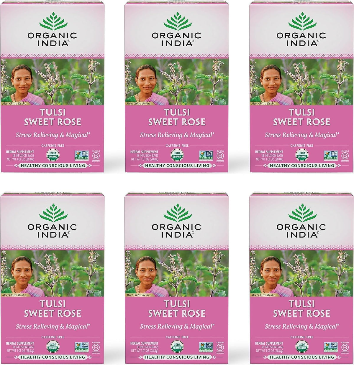 organic tulsi sweet rose tea bags