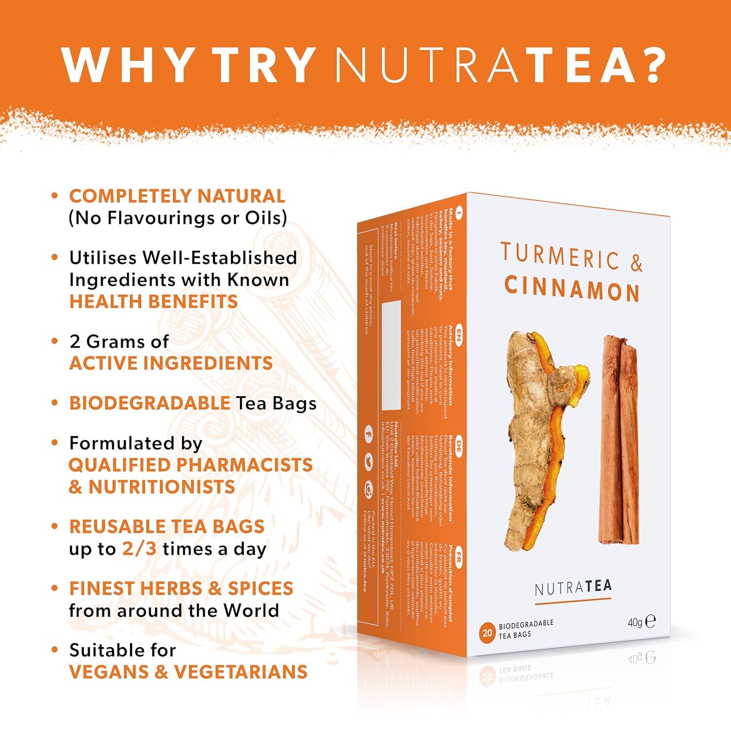 organic turmeric cinnamon tea infusion