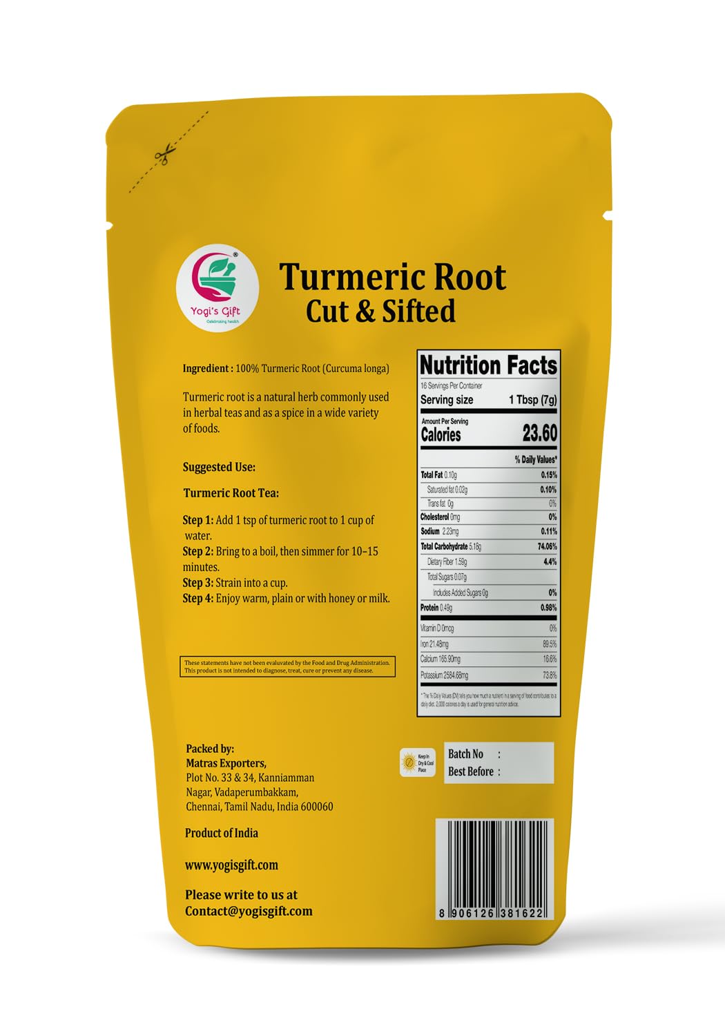 organic turmeric cut and sifted