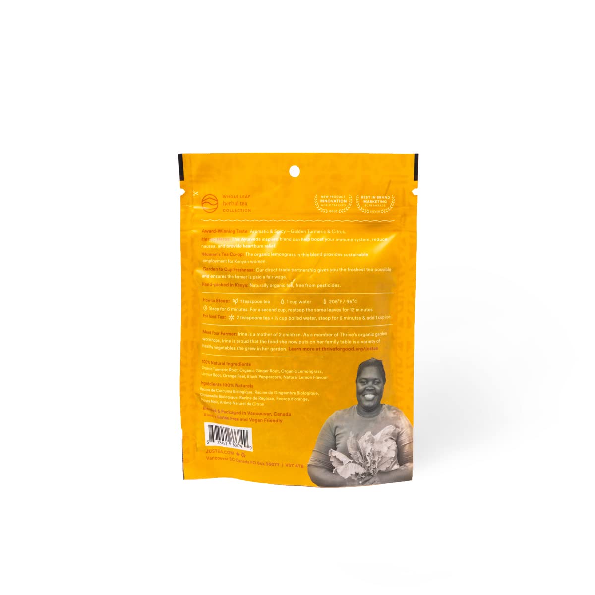 organic turmeric ginger herbal tea pouch