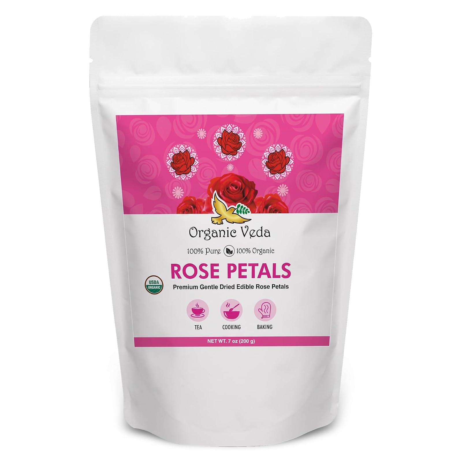Organic Veda dried rose petals for tea