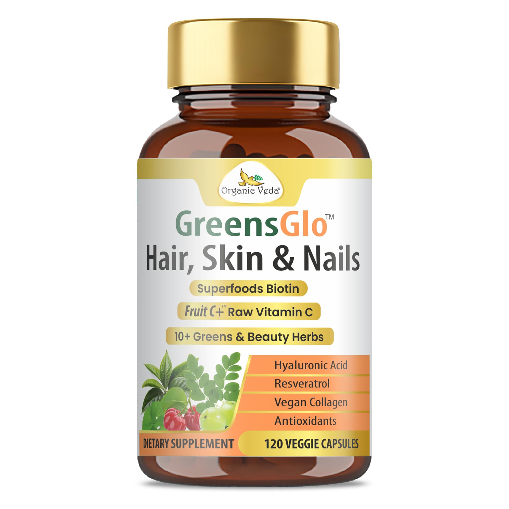 Organic Veda GreensGlo vegan collagen capsules