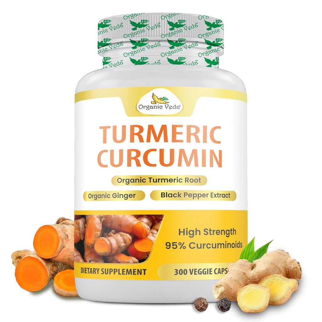 Organic Veda turmeric capsules for health