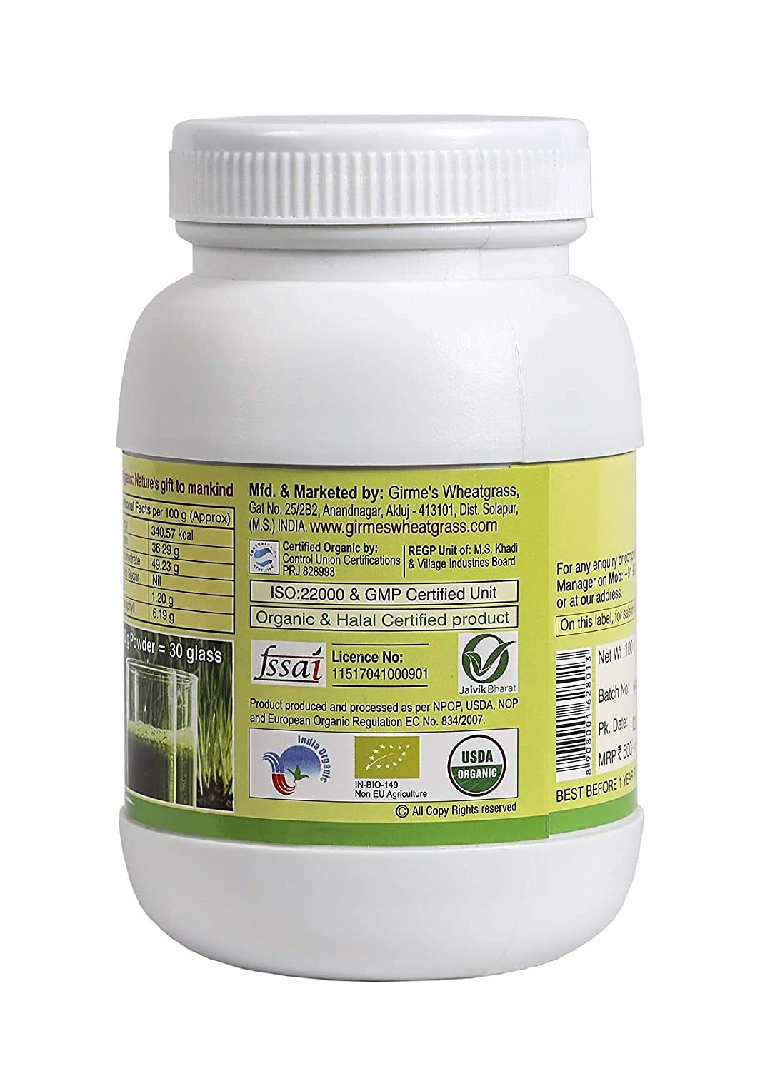 organic wheatgrass for health