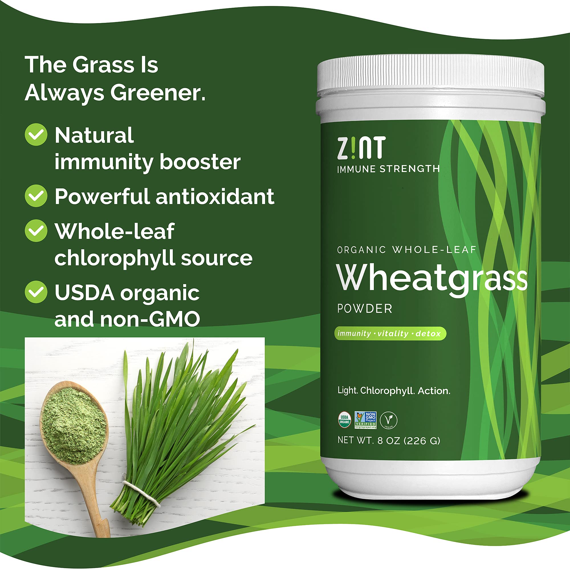 Organic wheatgrass powder for energy