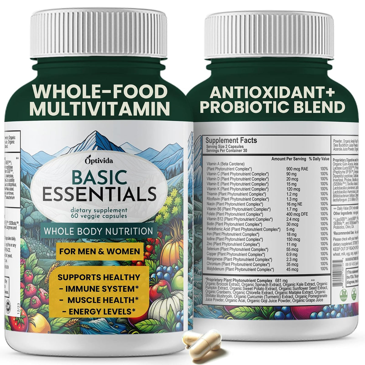 Organic whole food multivitamin tablets