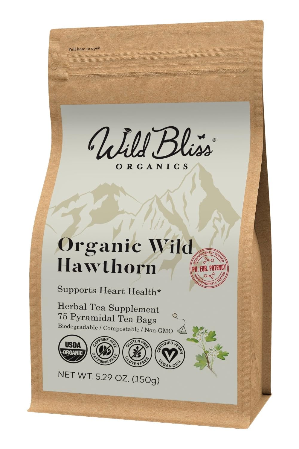 organic wild hawthorn herbal tea bags