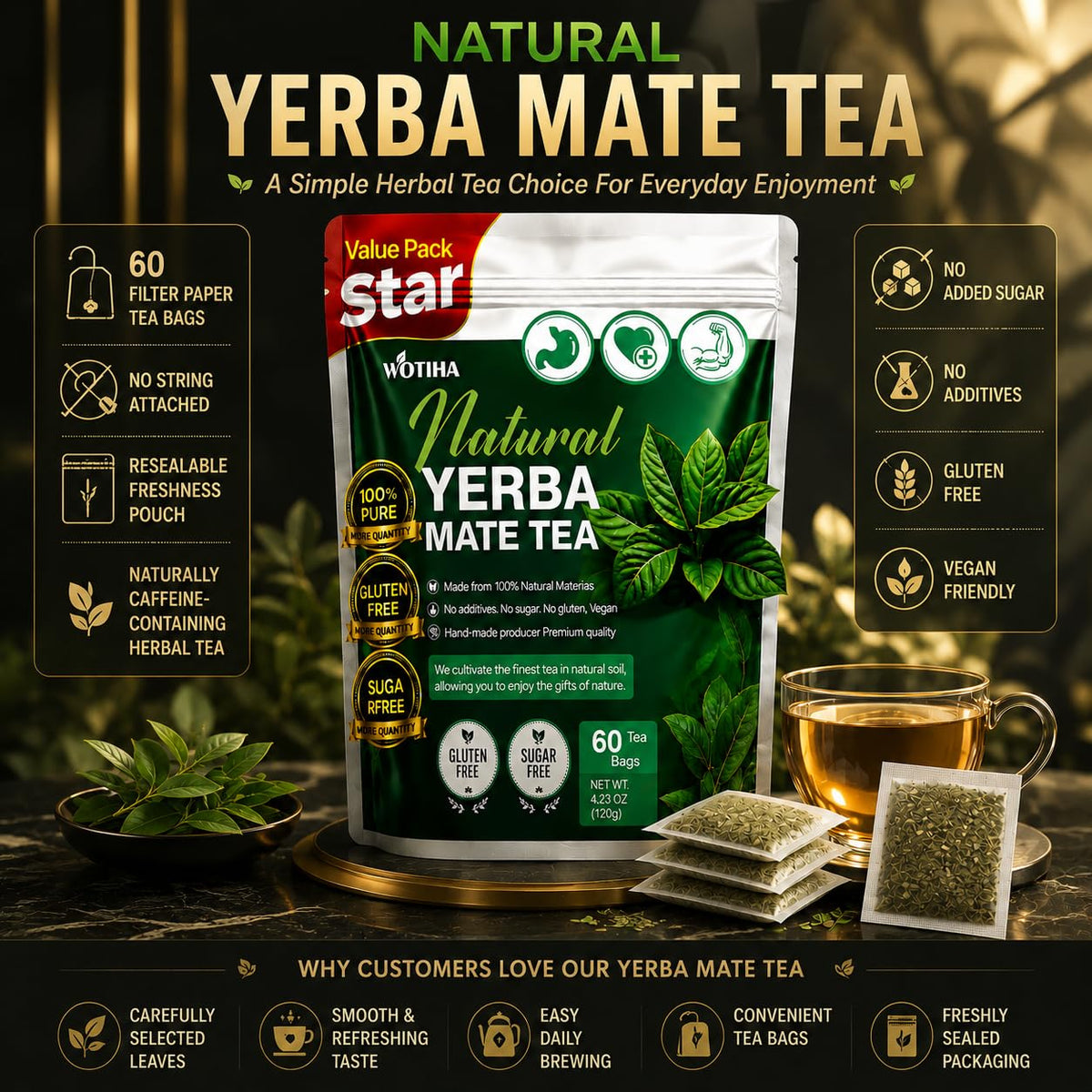 organic yerba mate herbal tea