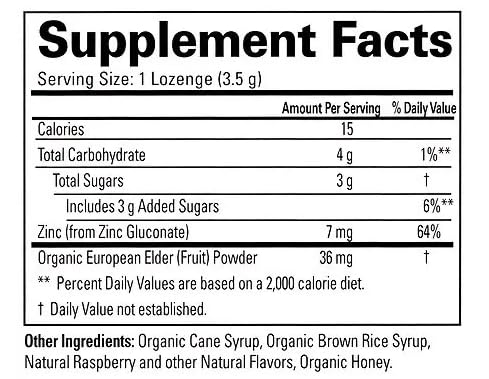 Organic zinc lozenges for fast relief