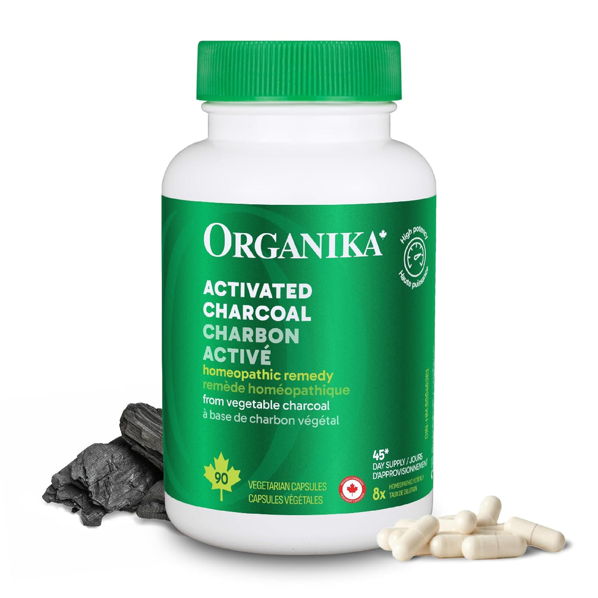 Organika activated charcoal capsules for digestion