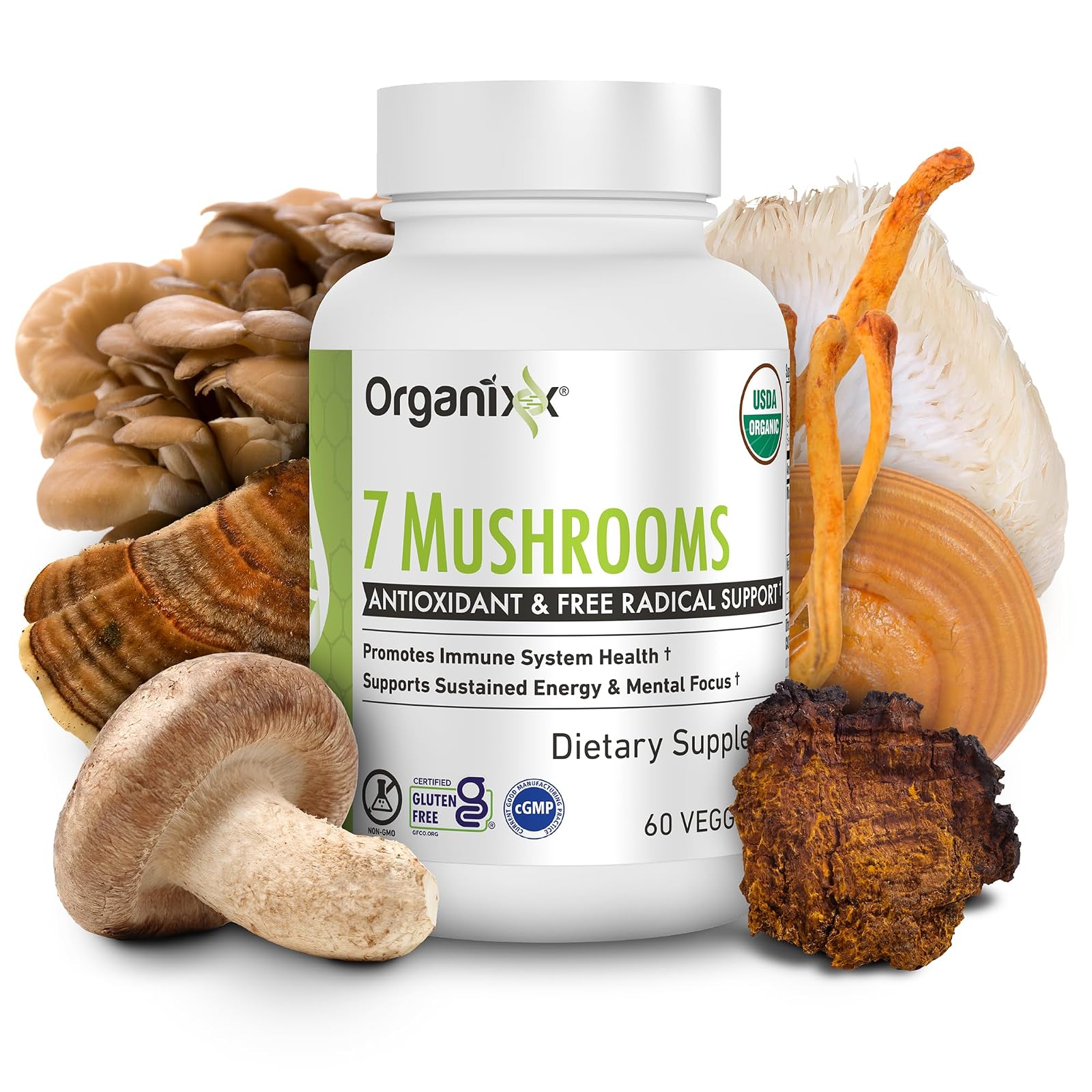Organixx 7 mushroom supplement capsules