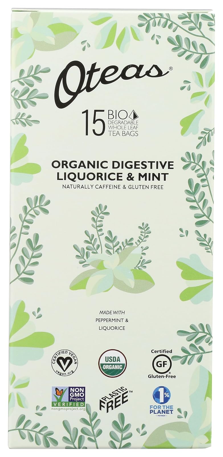 Oteas digestive liquorice mint tea bags