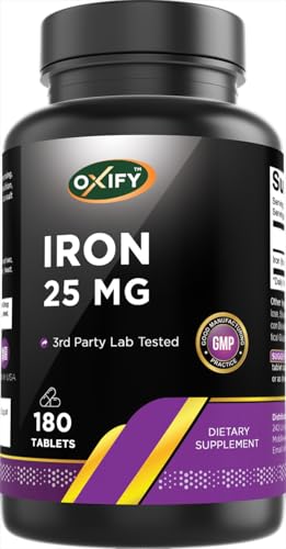 Oxify Iron 25 mg supplement tablets
