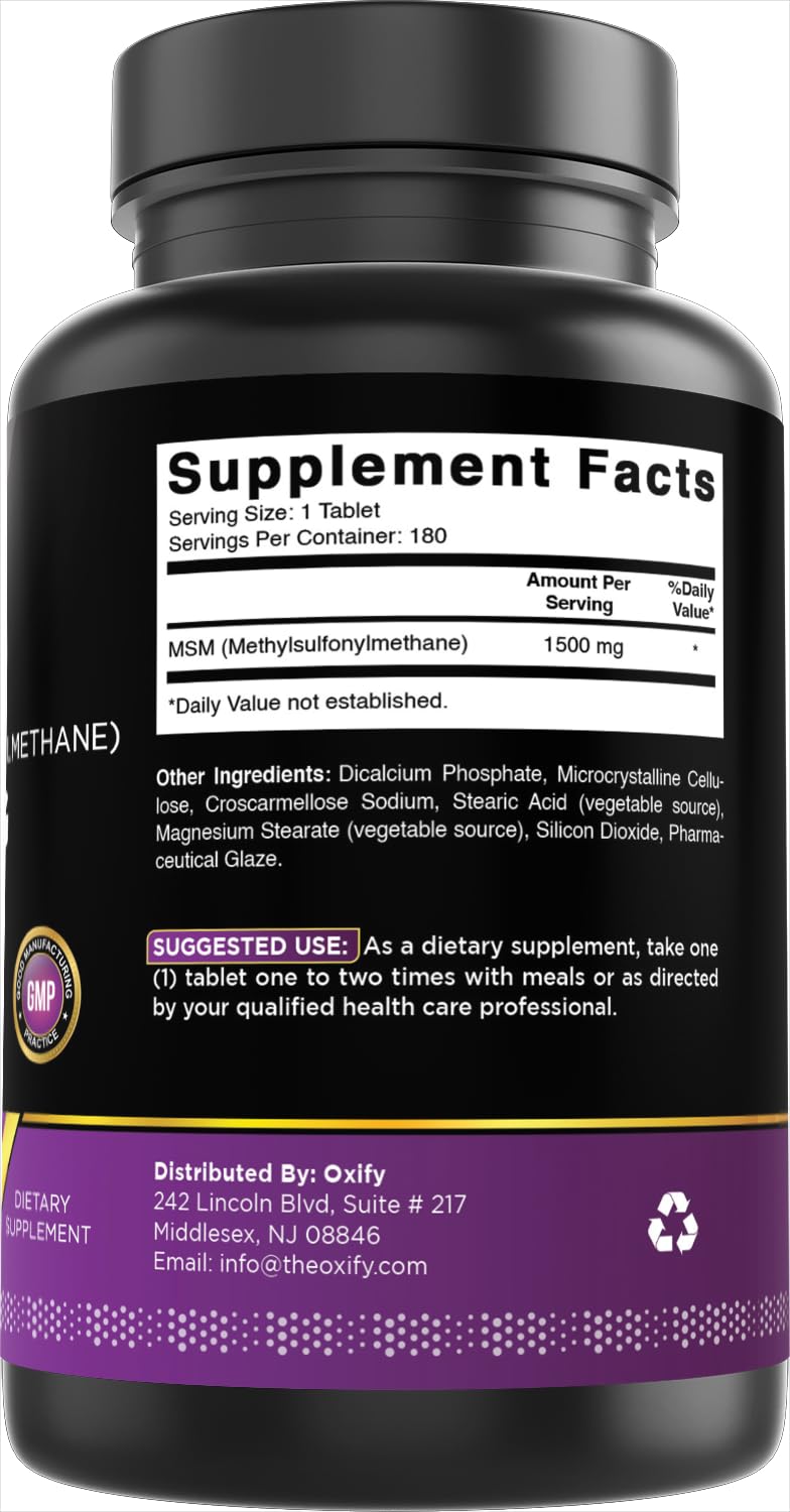 Oxify MSM 180 tablets for muscle recovery
