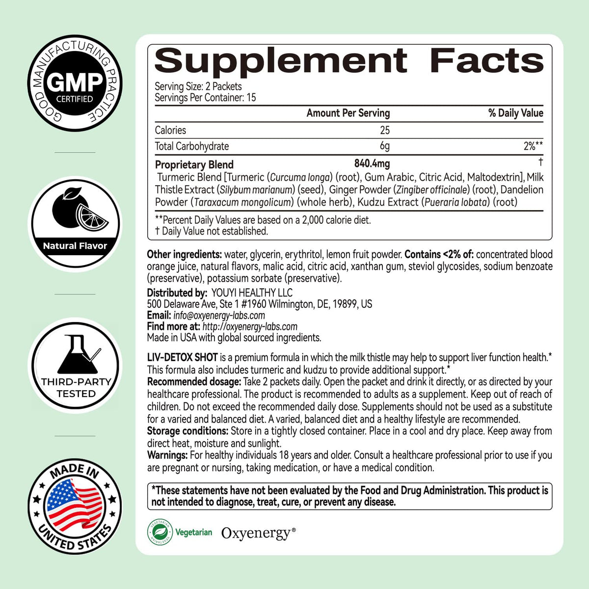 OxyEnergy liver support for detoxification