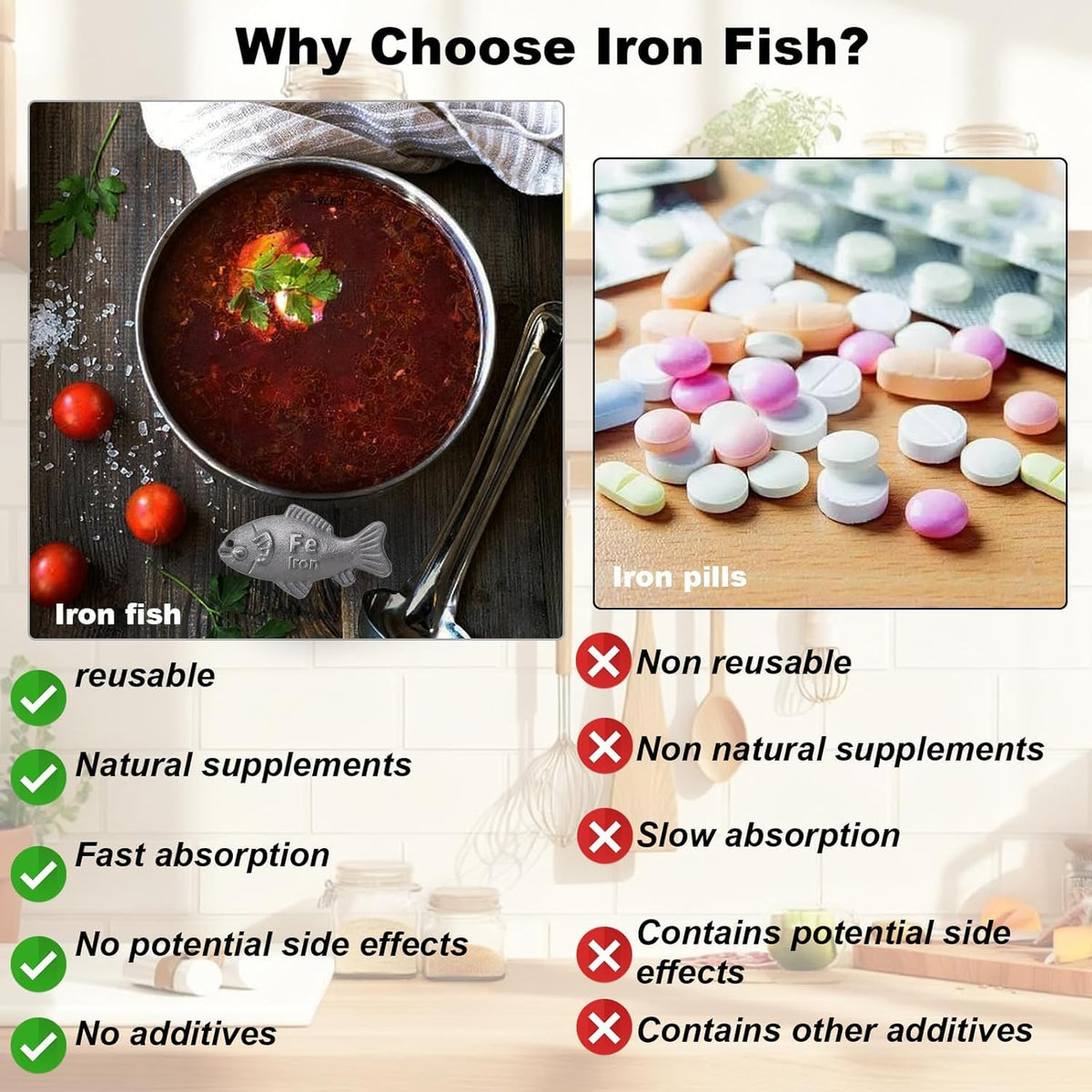 OYWGRICH iron fish cooking aid