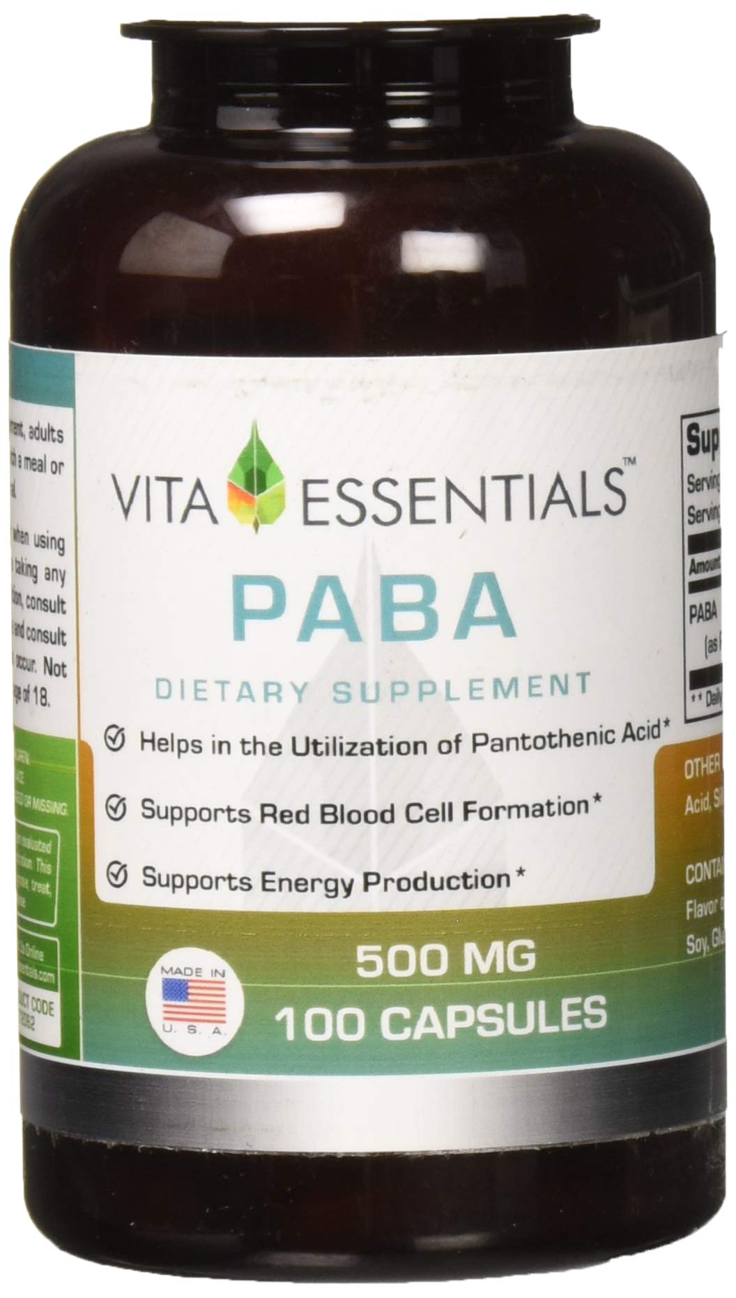 Paba 500 mg blended vitamin capsules