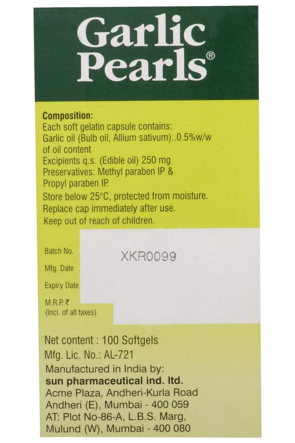 pack of 3 garlic supplement capsules