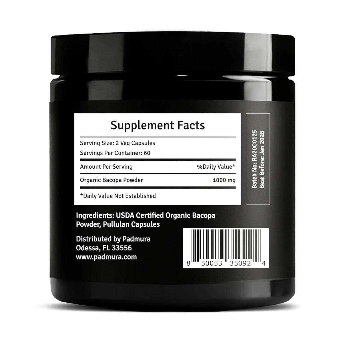 PADMURA Bacopa Monnieri 1000 mg supplement