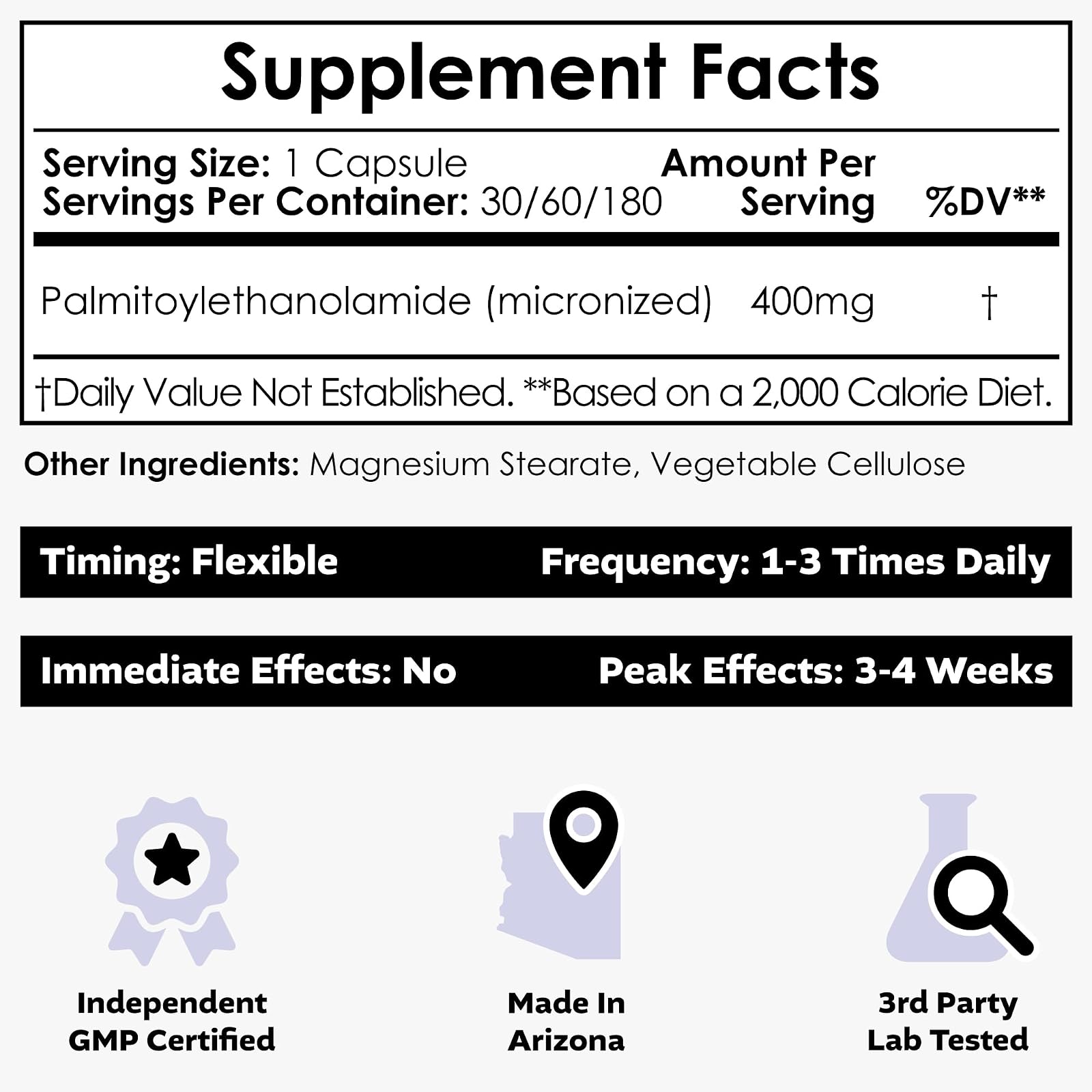 Palmitoylethanolamide capsules for cognitive support