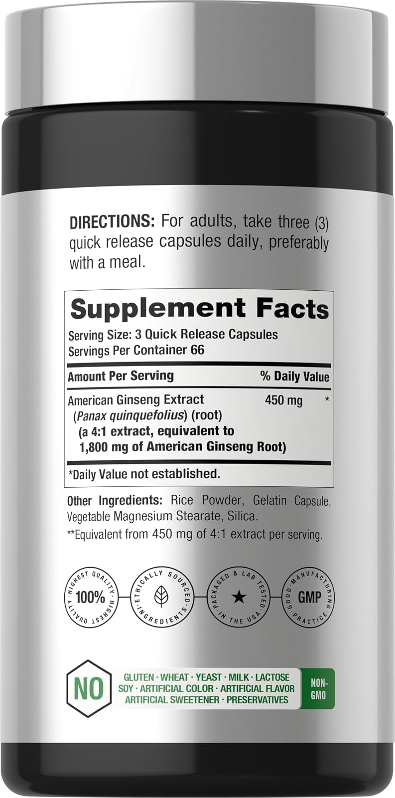 Panax ginseng 500 mg supplement