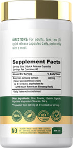 Panax ginseng capsules for energy