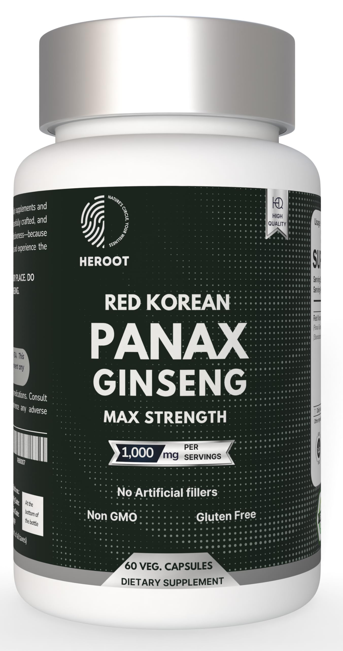 Panax ginseng capsules for energy