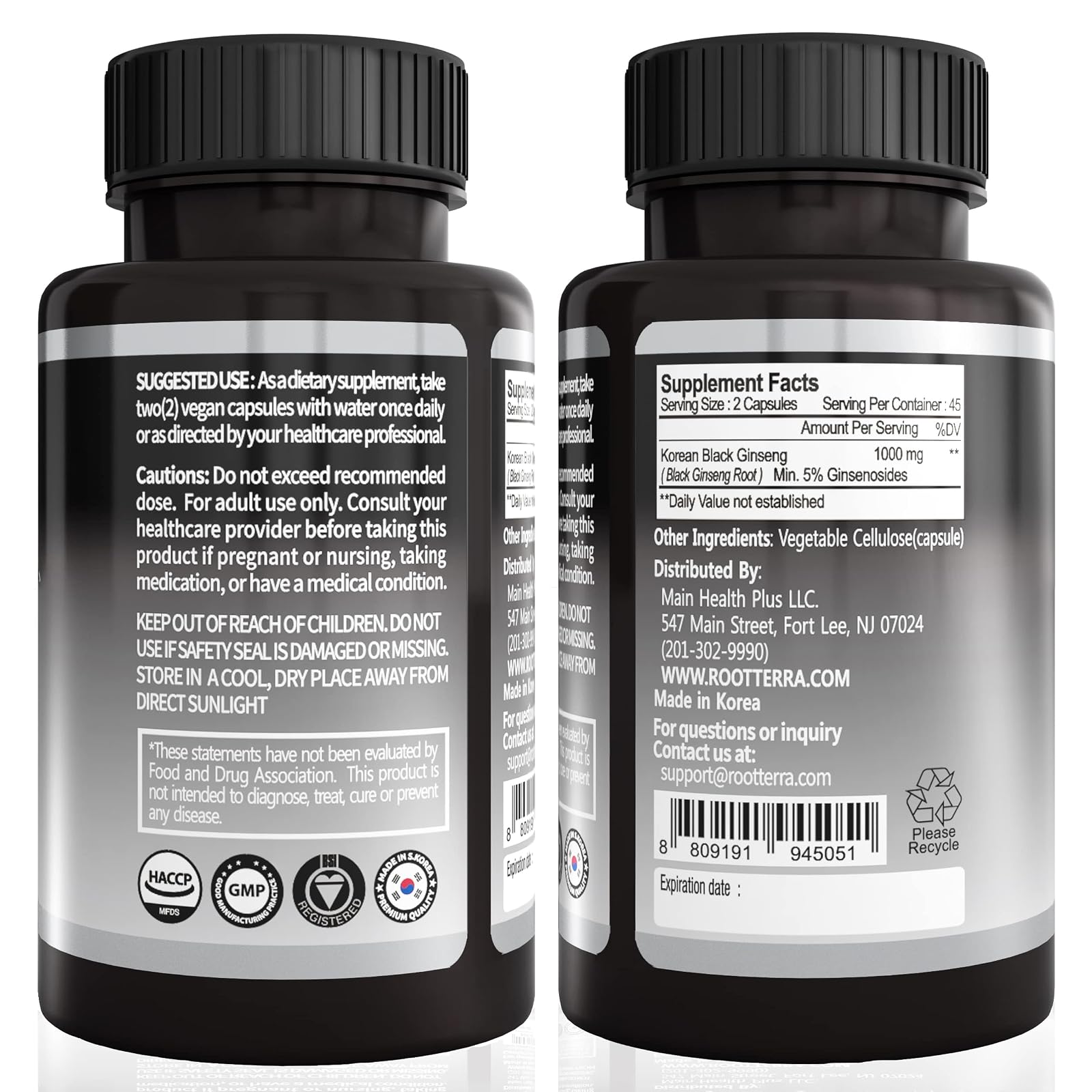 Panax ginseng capsules for wellness